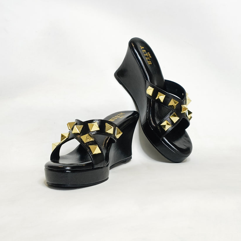 Criss Cross Studded Wedges – THE ALTER