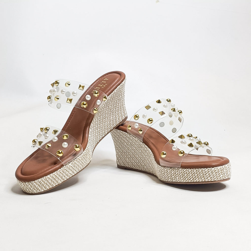 Transparent Studded Two Strap Wedges – THE ALTER